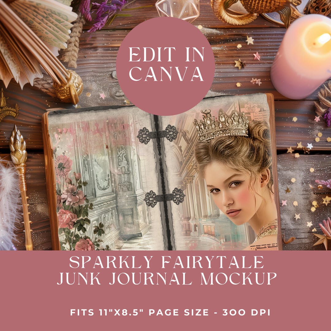 Junk Journal Mockup Canva, Drag and Drop Mockup, Canva Frame Template ...