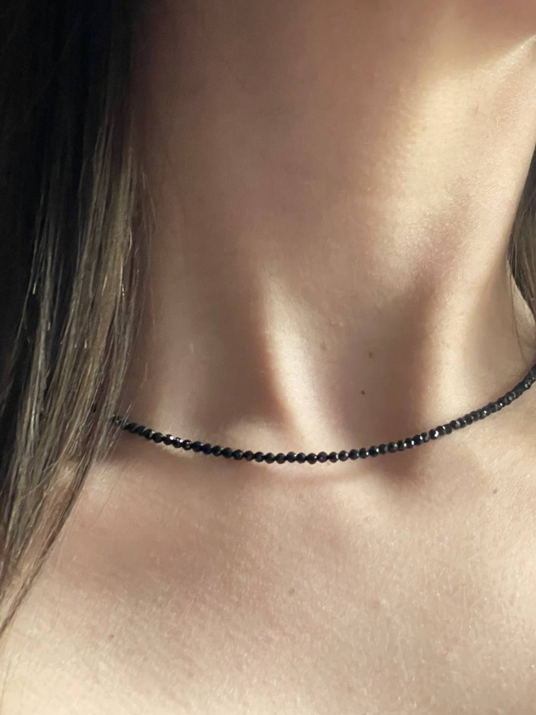 Natural Black Spinel Beaded Necklace, 2mm Black Spinel Micro Faceted ...