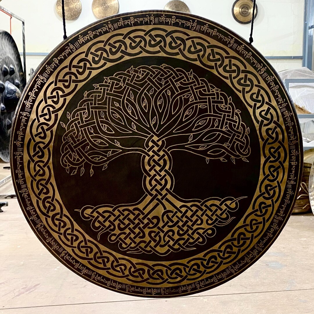 50 to 100 Cm Tree of Life With Mantra Etching Tibetan Gong-fancy Design ...