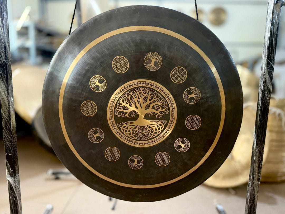 Tree of Life Gong: Black & Gold, Sound Healing, Made in Nepal - Etsy