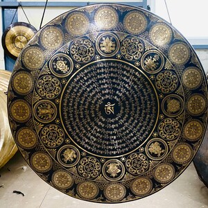 Large Tibetan Gong Bell -available in 6 Different Sizes- Om Mantra With ...
