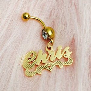 Custom Belly Button Ring, Custom Crystal Belly Rings, Name Belly Ring ...