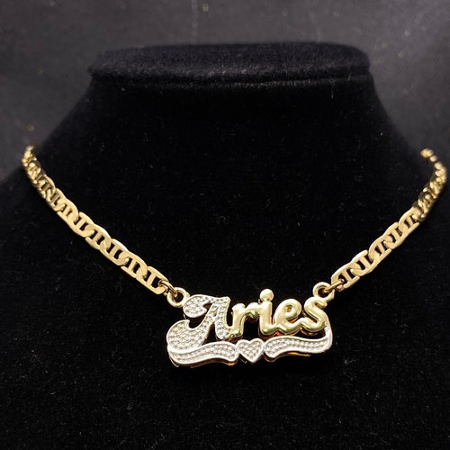Nameplate Necklace Gold Name Necklace Double Name Plate - Etsy