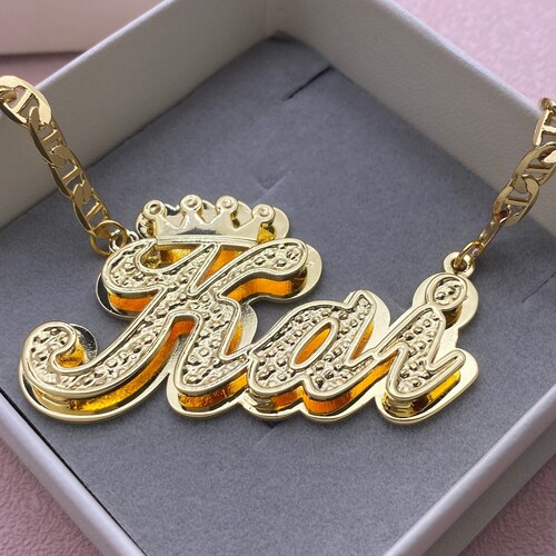 Custom 3D Name Necklace Nameplate Necklace Double Plated - Etsy