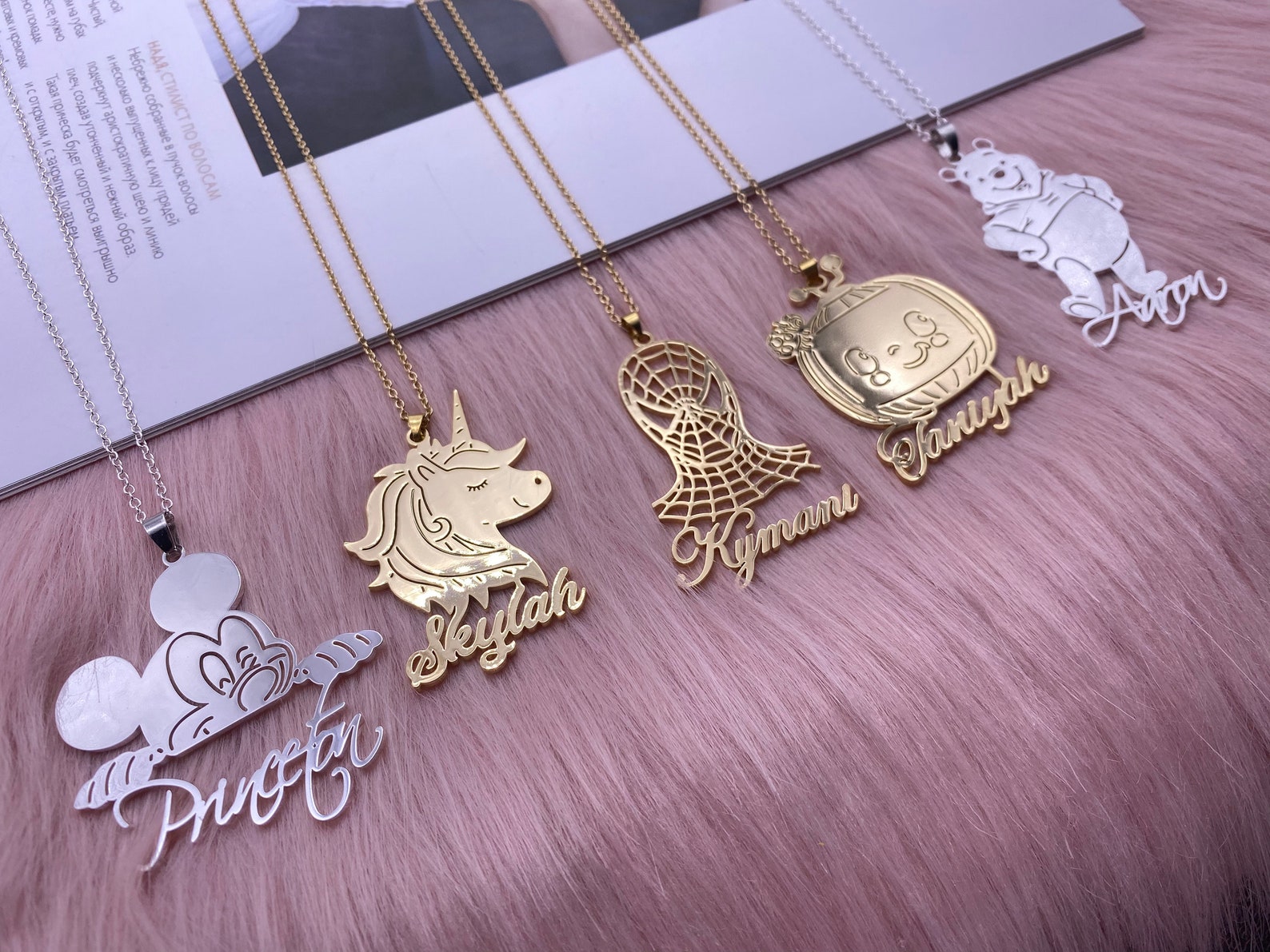 Personalized Cartoon Character Name Necklace Kids Necklace | Etsy