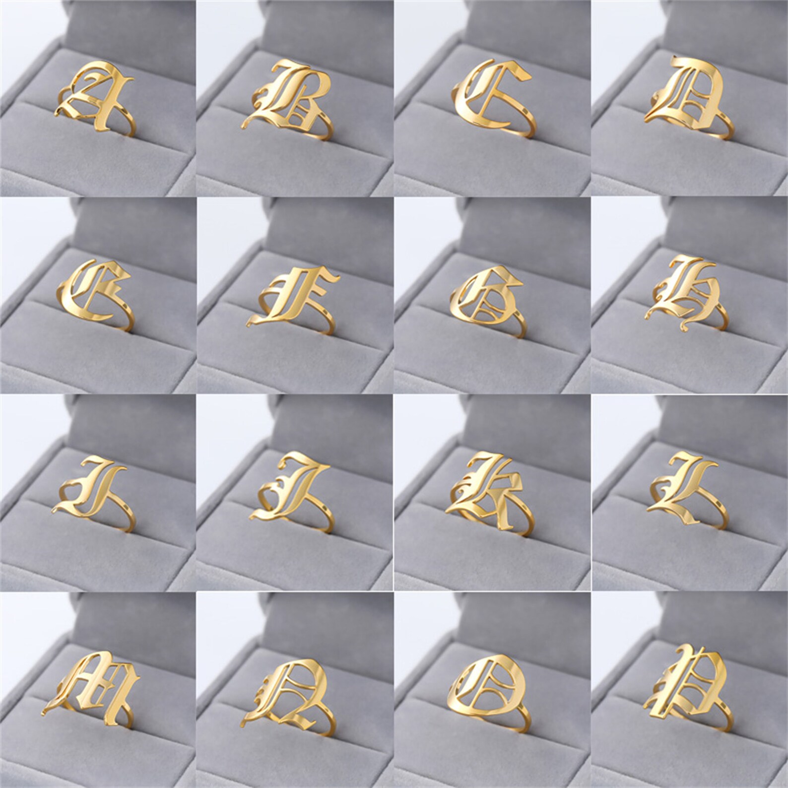 Stainless Steel Old English Initial Ring, Custom Initial Ring ...