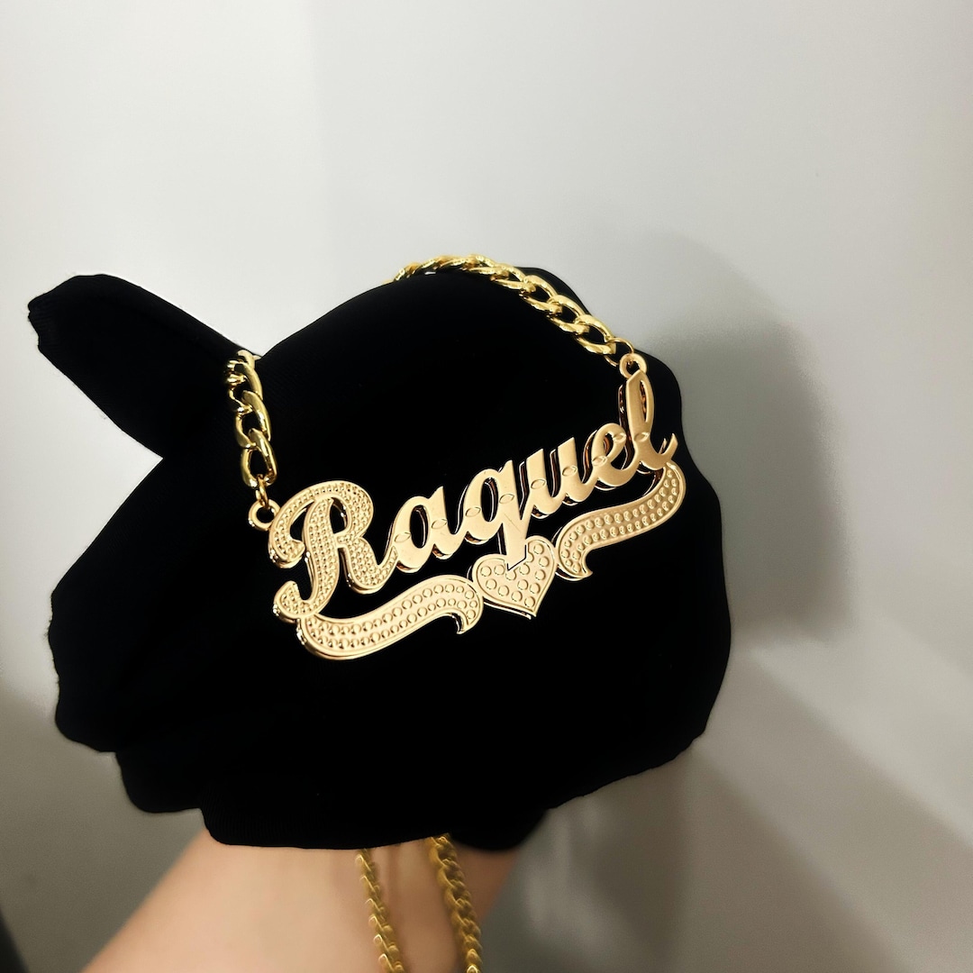 Custom Name Necklace, Double Plated Nameplate, Diamond Cut Name ...