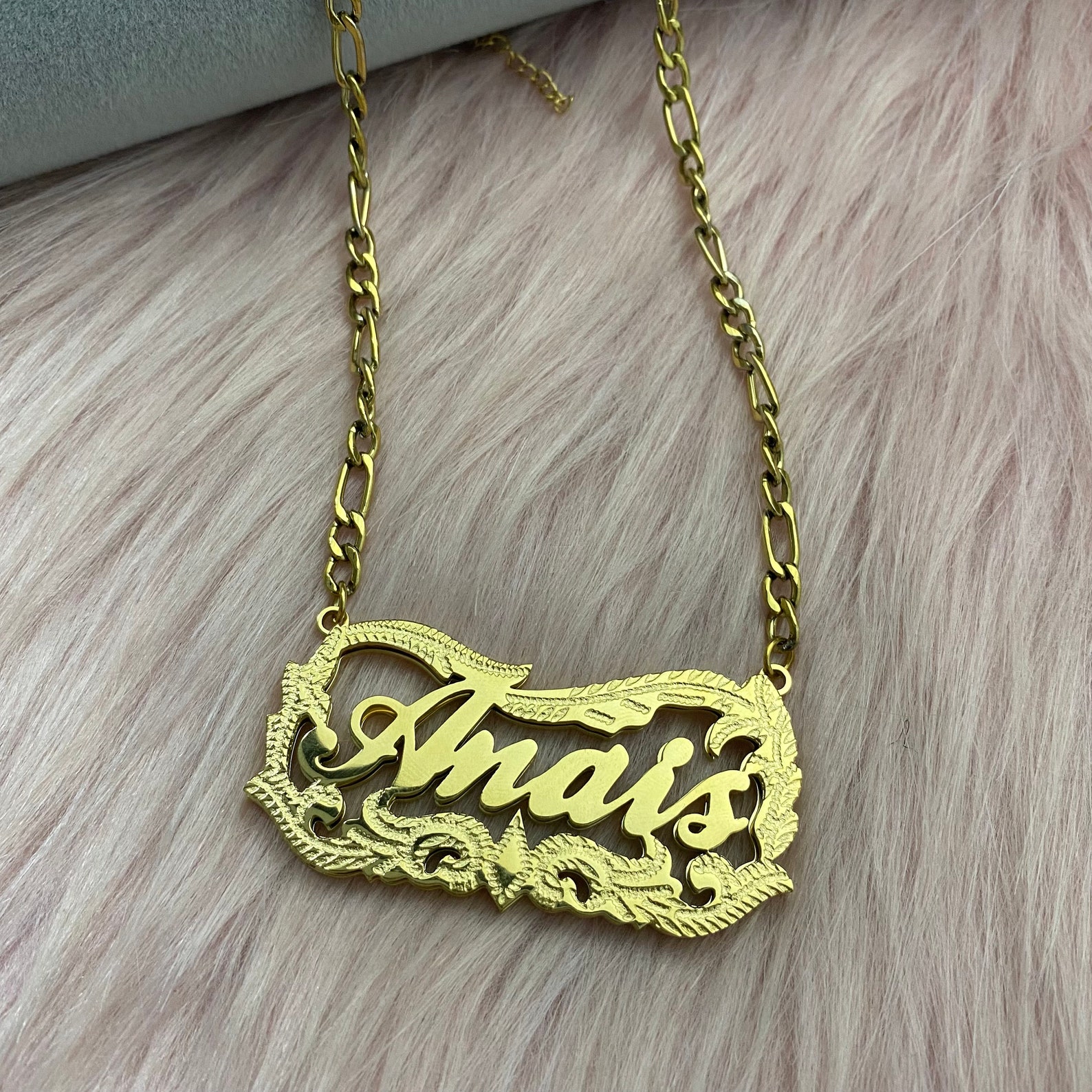 Double Nameplate Diamond Cut Necklace Name Plate Necklace - Etsy