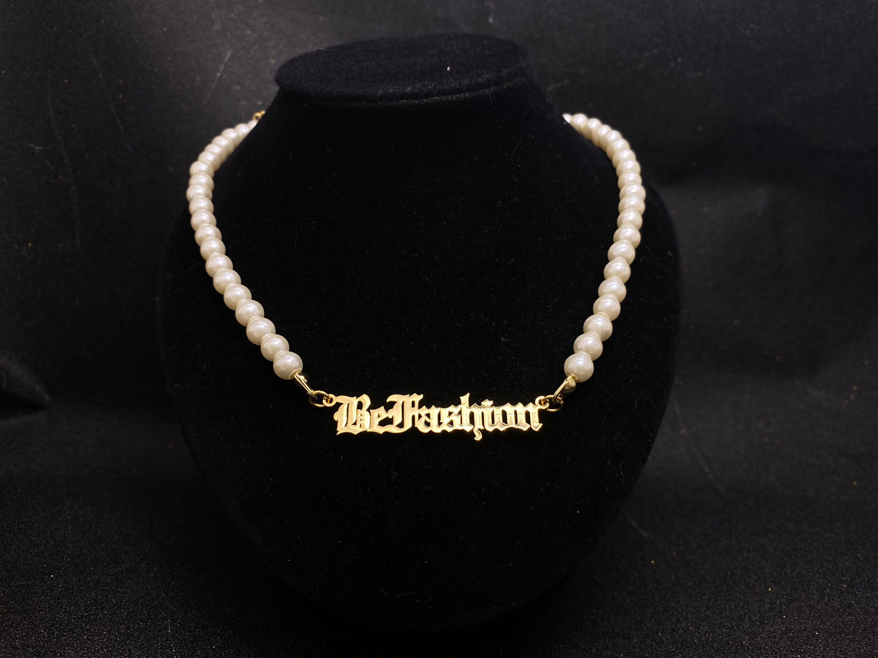 Pearl Necklace - Custom Name Necklace - Pearl Choker Necklace - Gold ...