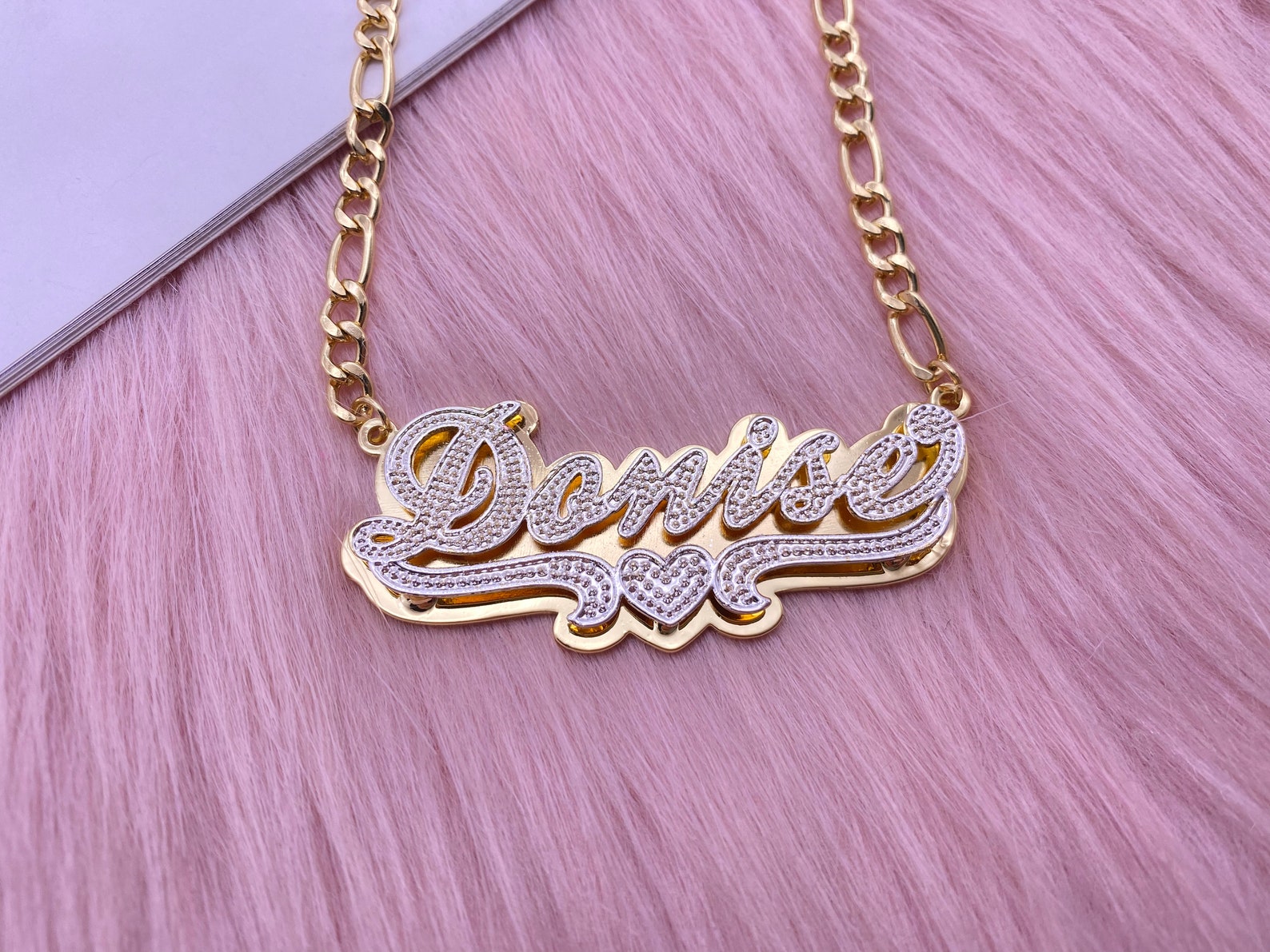 Custom Personalized Name Nameplate Necklace 18k Gold 3D - Etsy