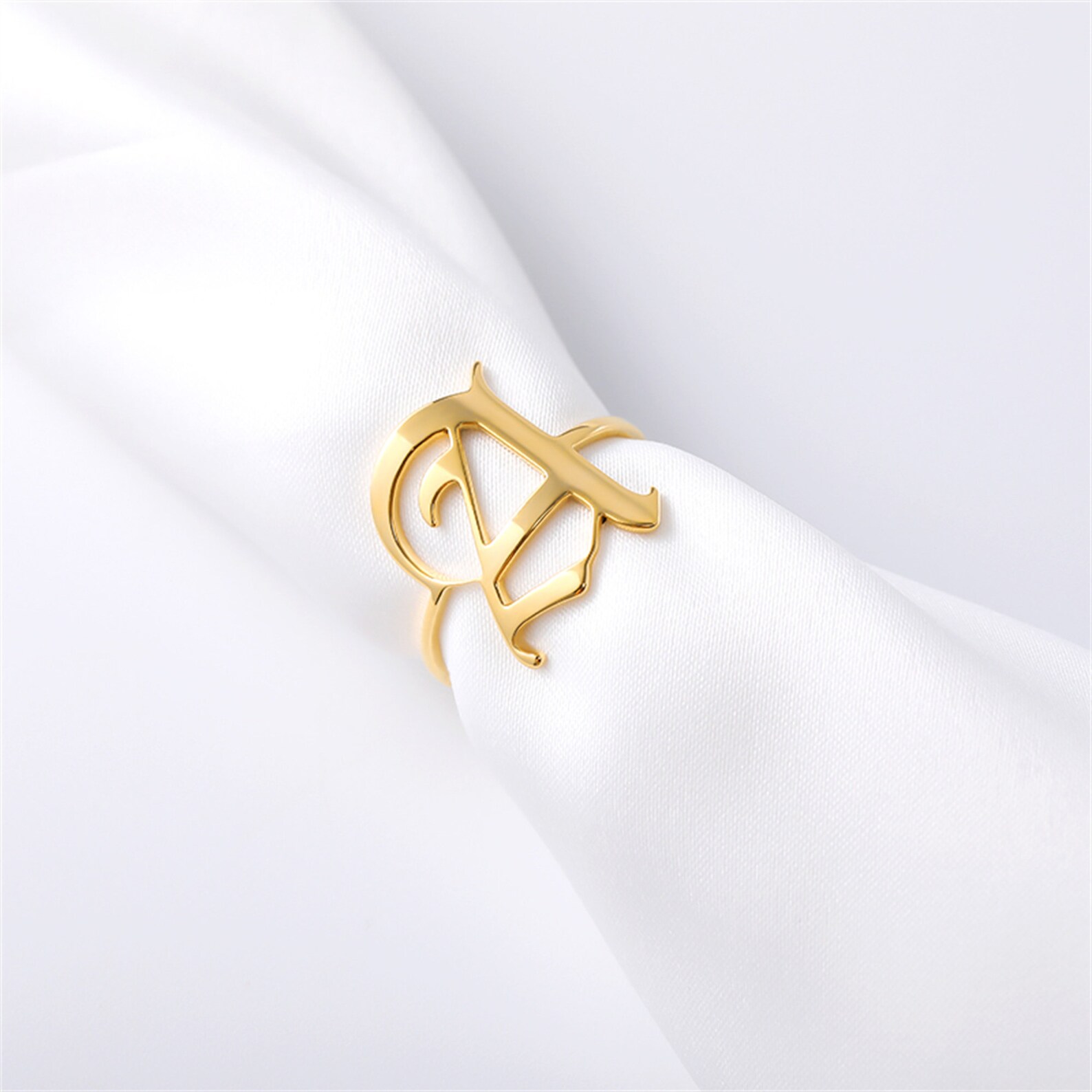 Stainless Steel Old English Initial Ring, Custom Initial Ring ...