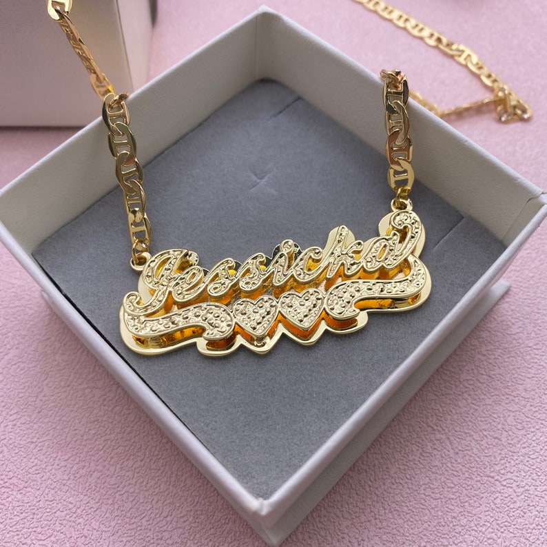 Custom 3D Name Necklace, Nameplate Necklace, Double Plated Name ...