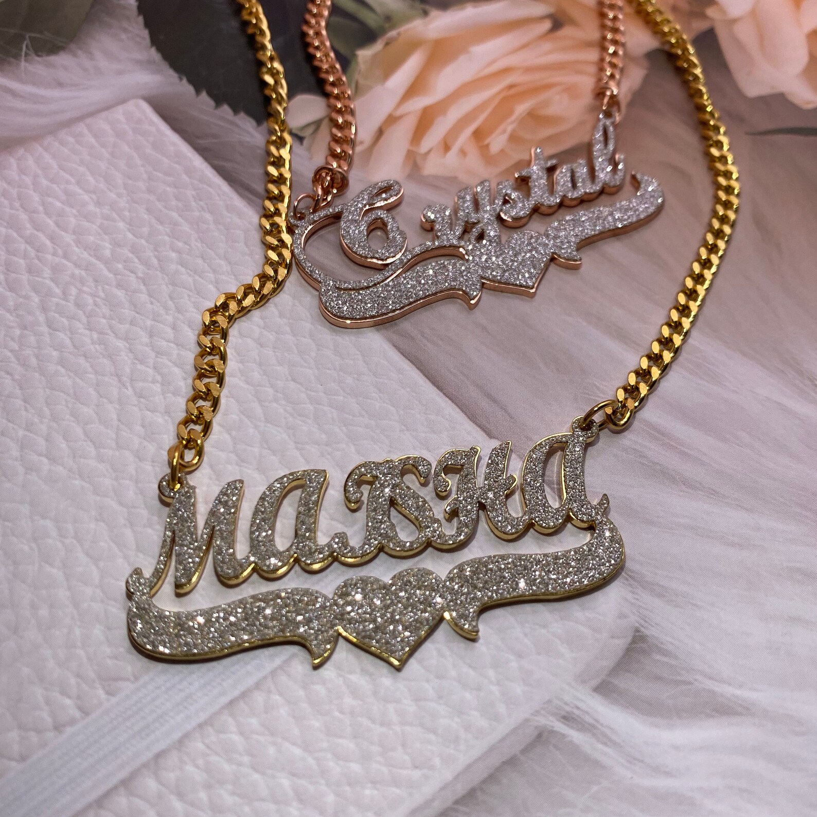 Custom Name Necklace Bling Name Necklace Cuabn Name - Etsy