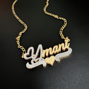 Diamond Nameplate Necklace,double Plated Name Necklace,nameplate ...
