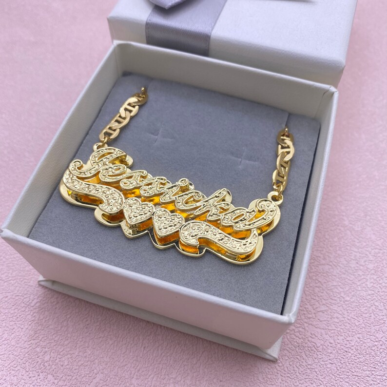 Custom 3D Name Necklace, Nameplate Necklace, Double Plated Name ...