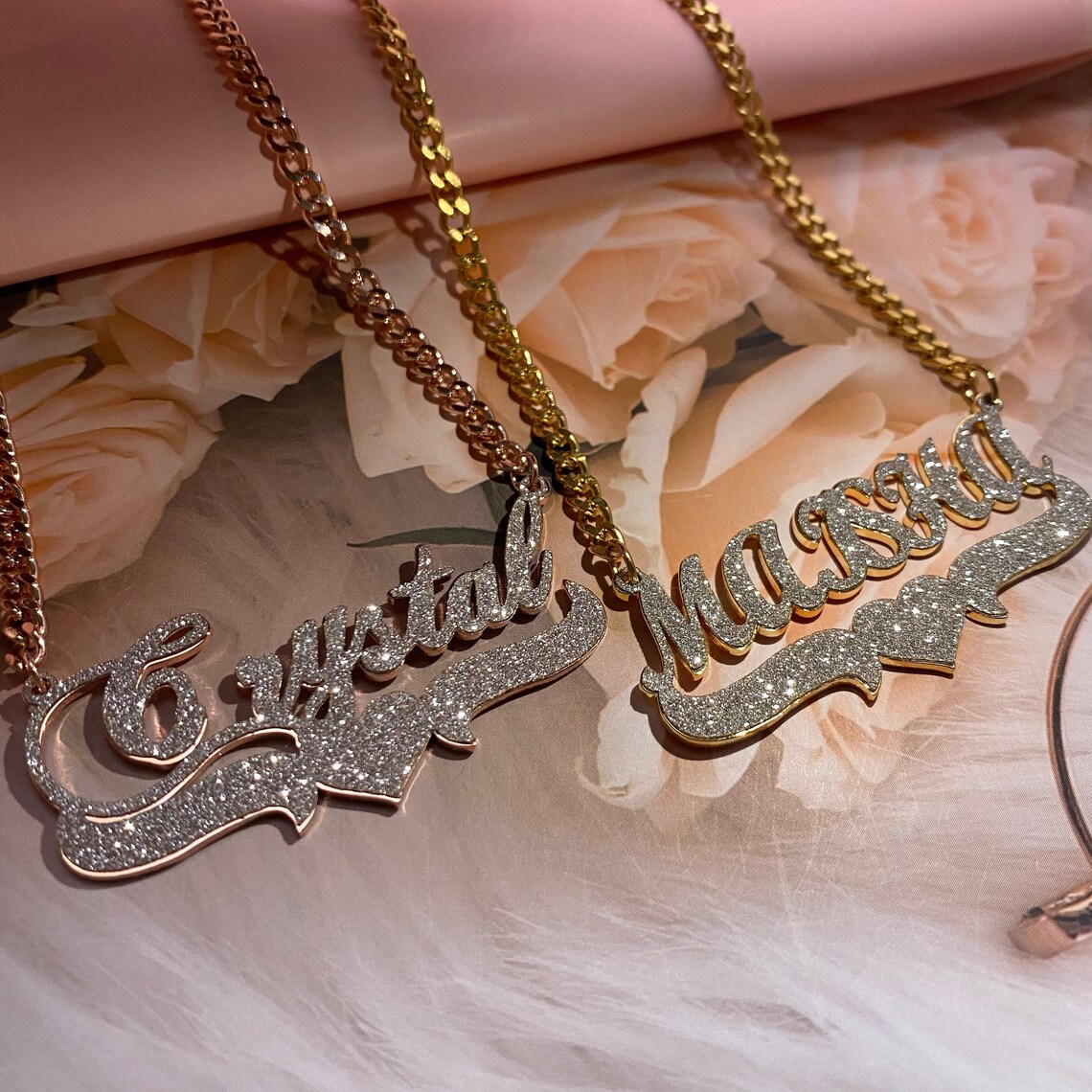 Custom Name Necklace Bling Name Necklace Cuabn Name - Etsy