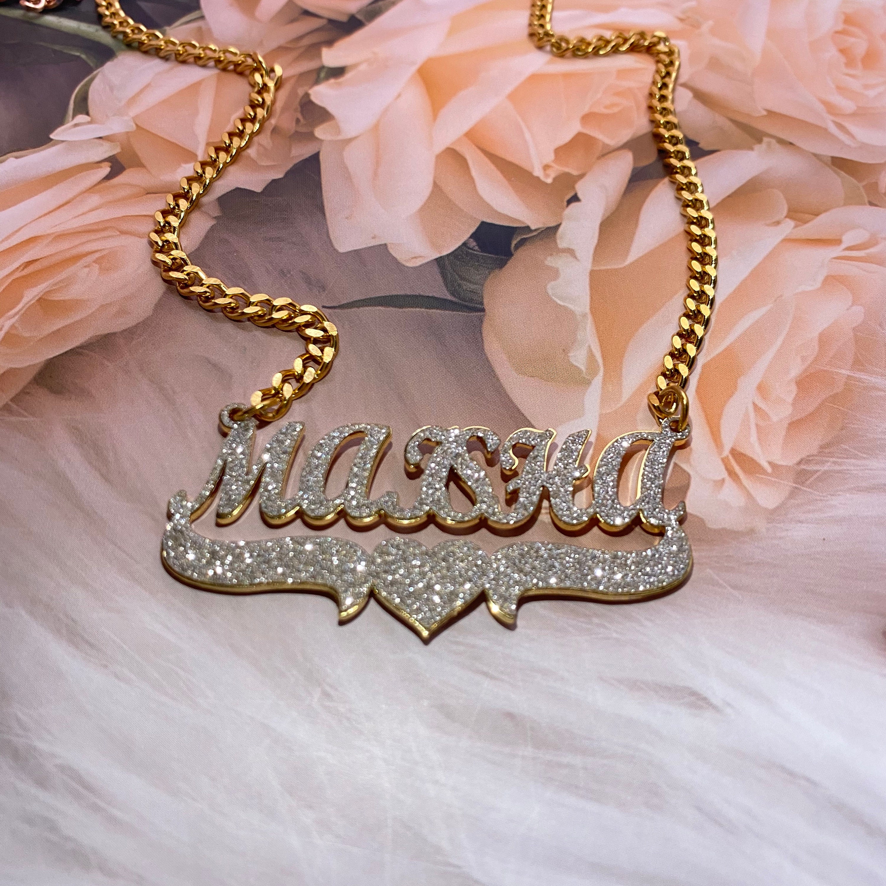 Custom Name Necklace Bling Name Necklace Cuabn Name - Etsy