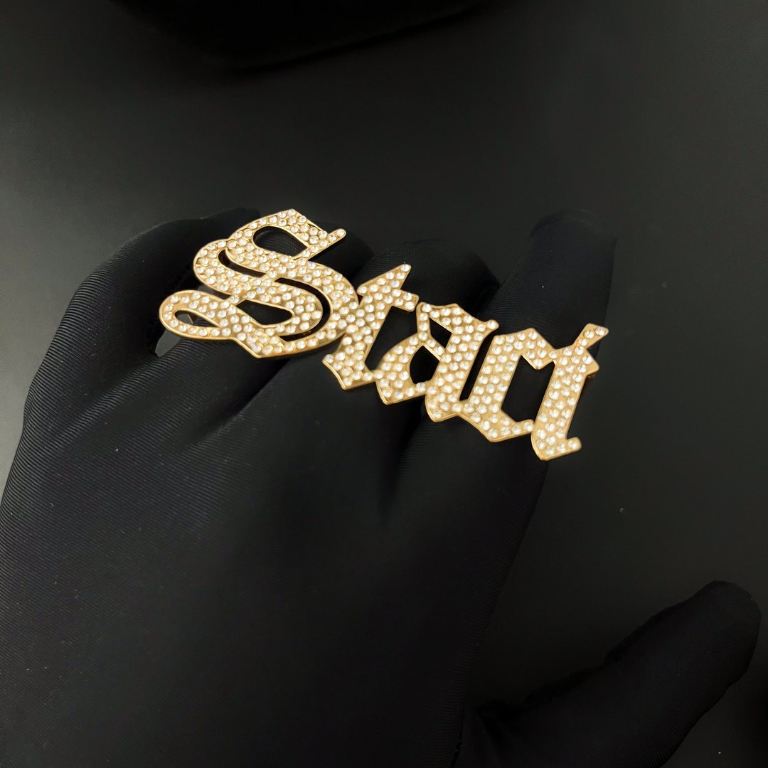 Diamond Knuckle Ring,three Finger Name Ring,name Knuckle Ring,gold ...