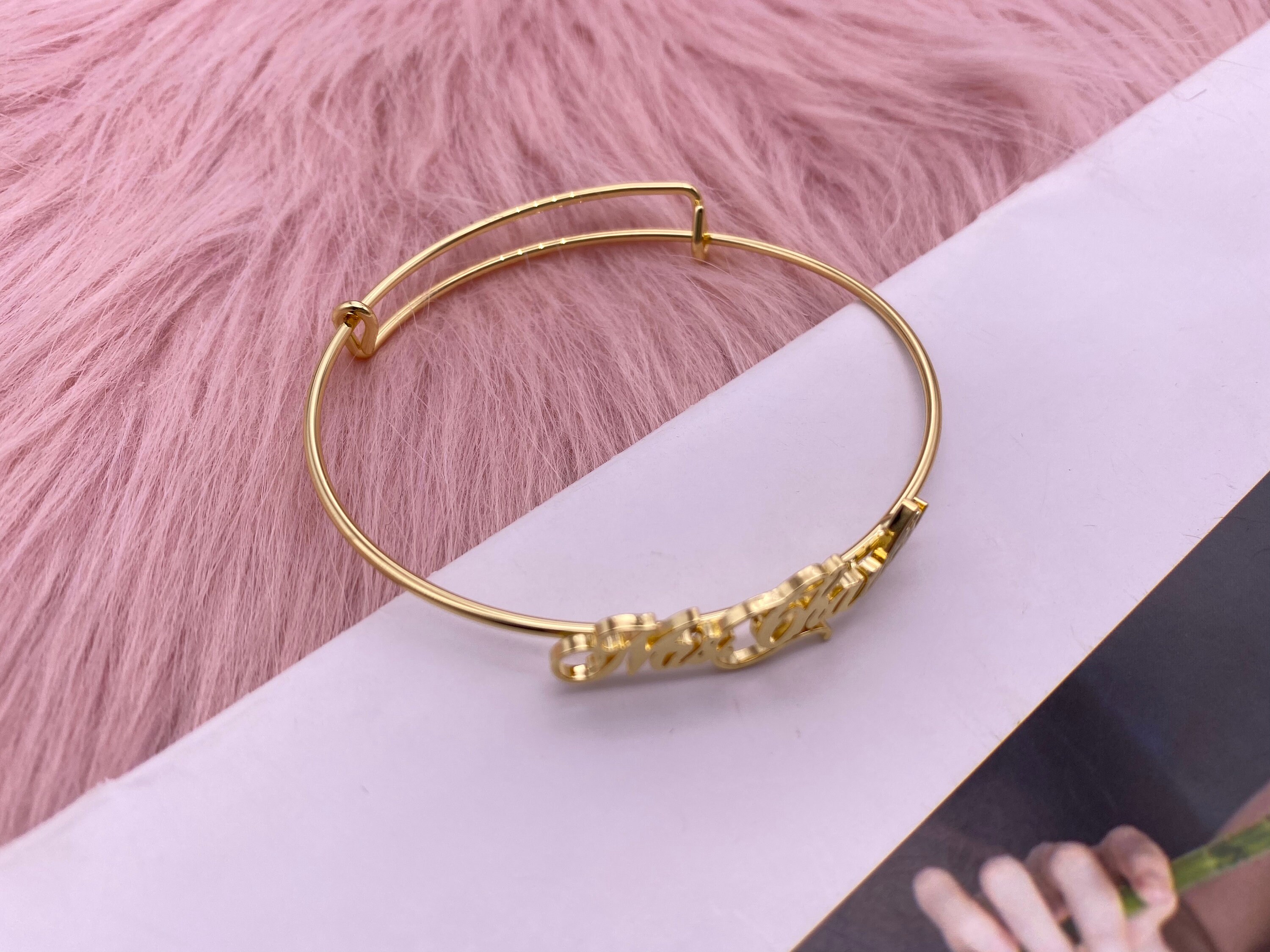 Custom Name Bangle Bracelet Gift for Women Men Kidsnameplate - Etsy