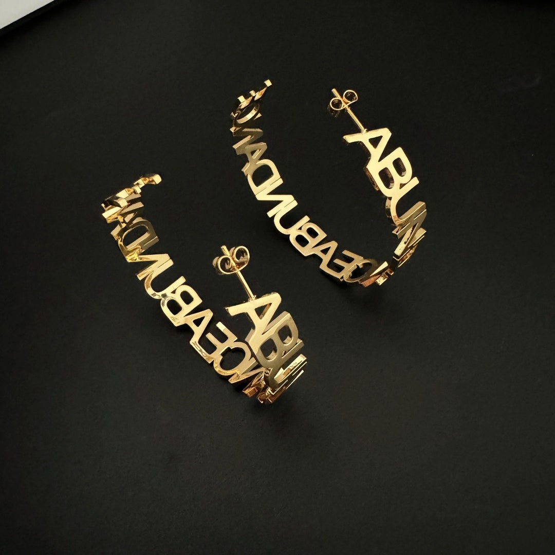 Personalized Name Earrings,custom Letter Hoop Earrings,gold Hoop ...