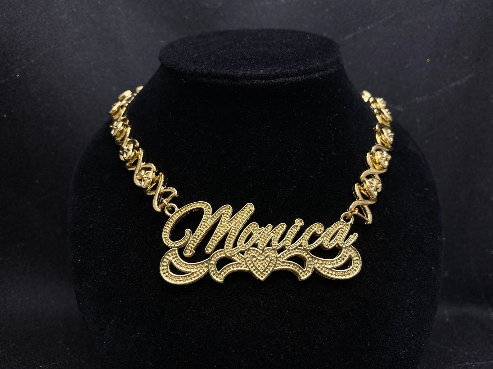 Nameplate Necklace Gold Name Necklace Double Name Plate - Etsy