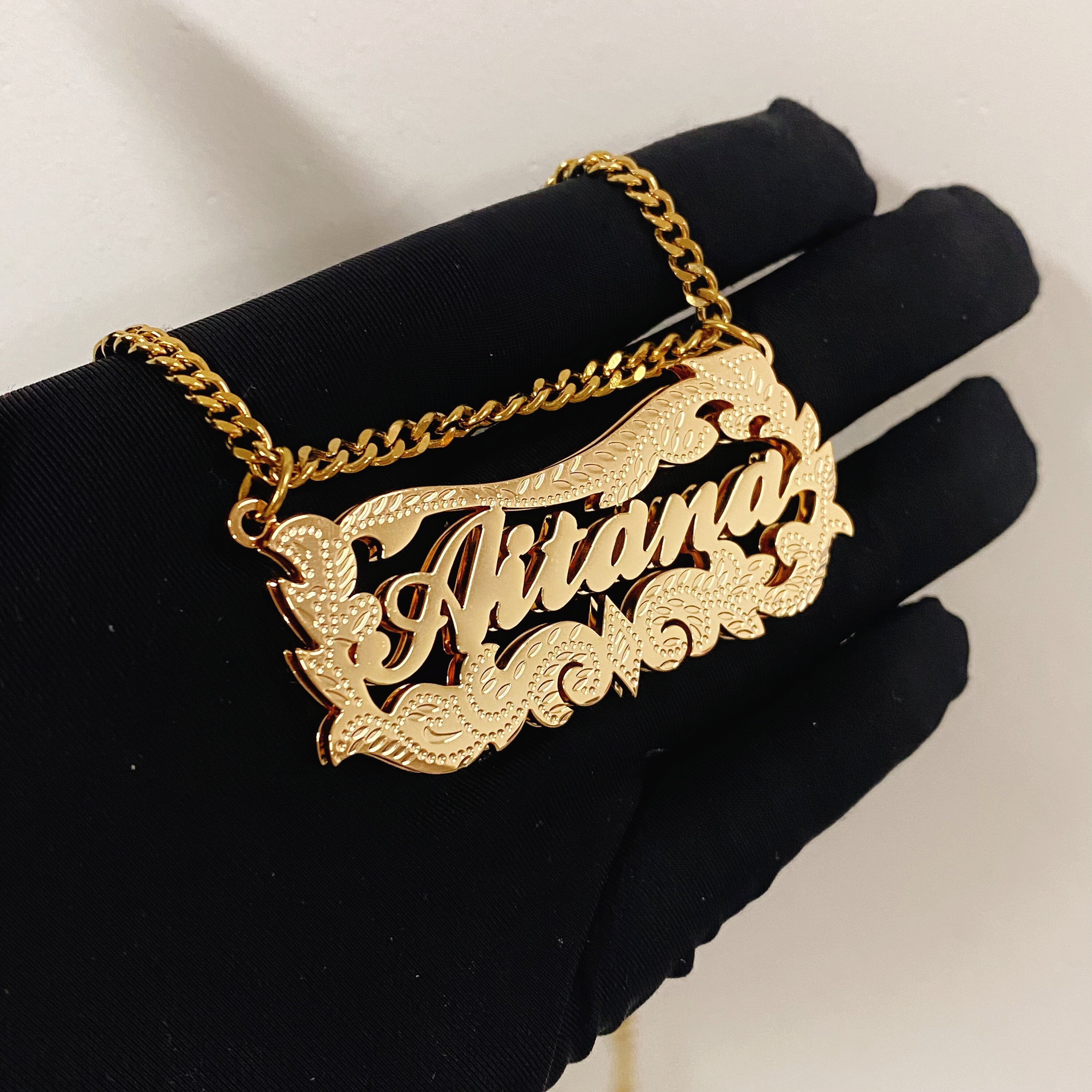 Custom Name Necklace,double Plated Name Necklace,custom Name Plate,3d ...
