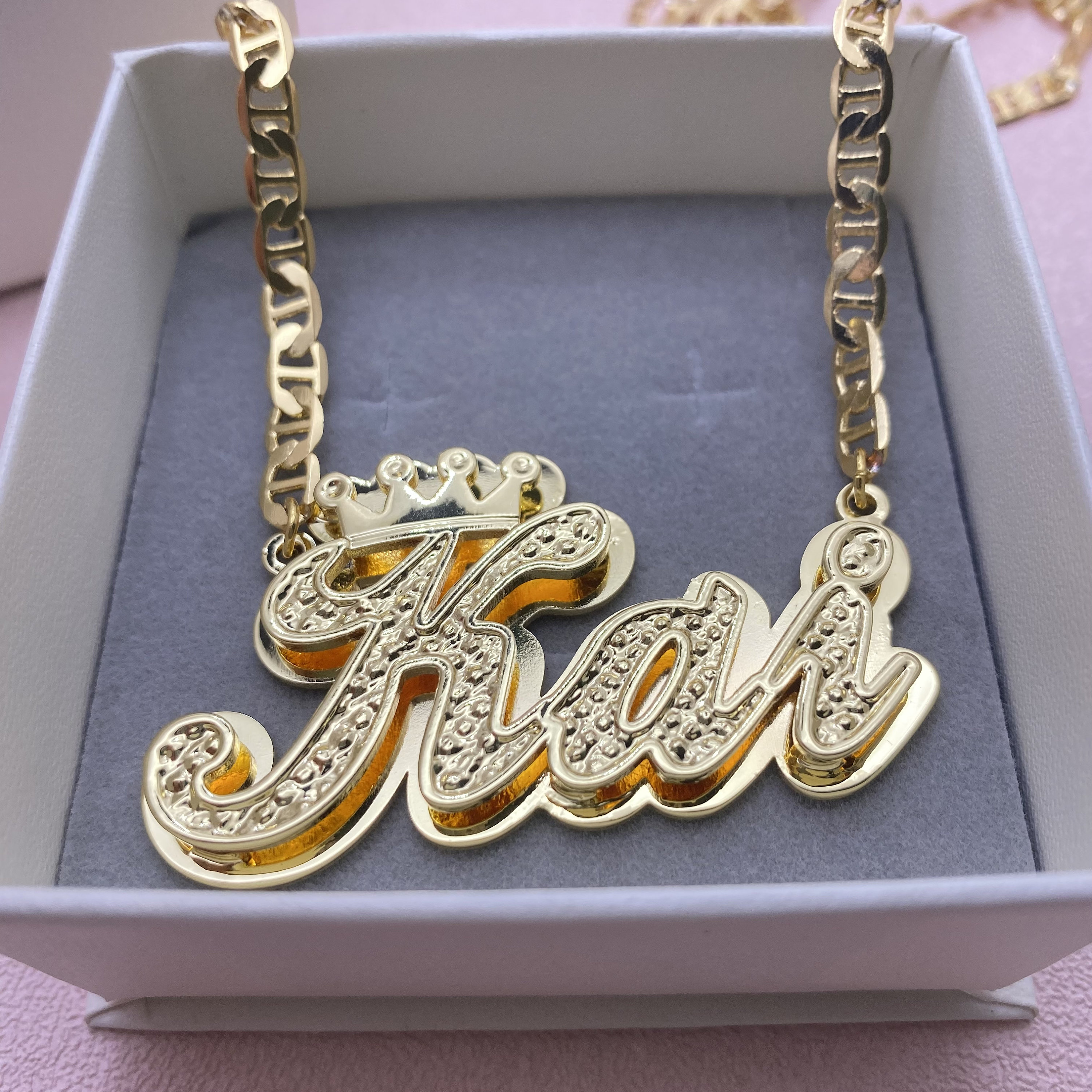 Custom 3D Name Necklace, Nameplate Necklace, Double Plated Name ...