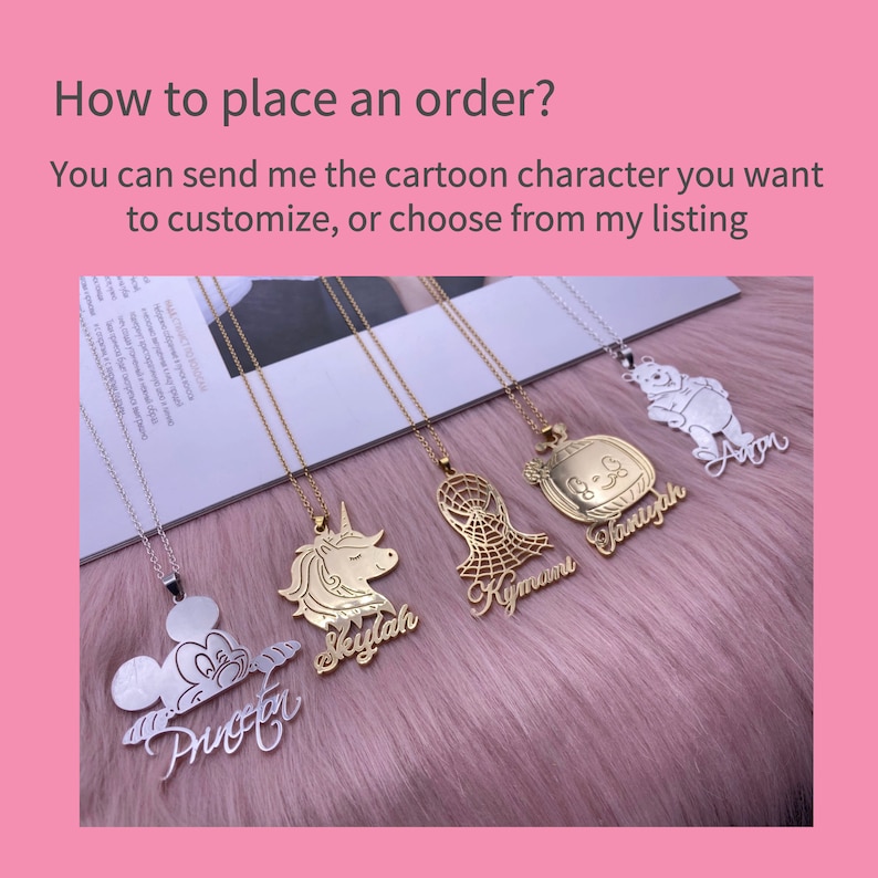 Custom Character Name Necklace Cartoon Necklace Minnie Mouse - Etsy