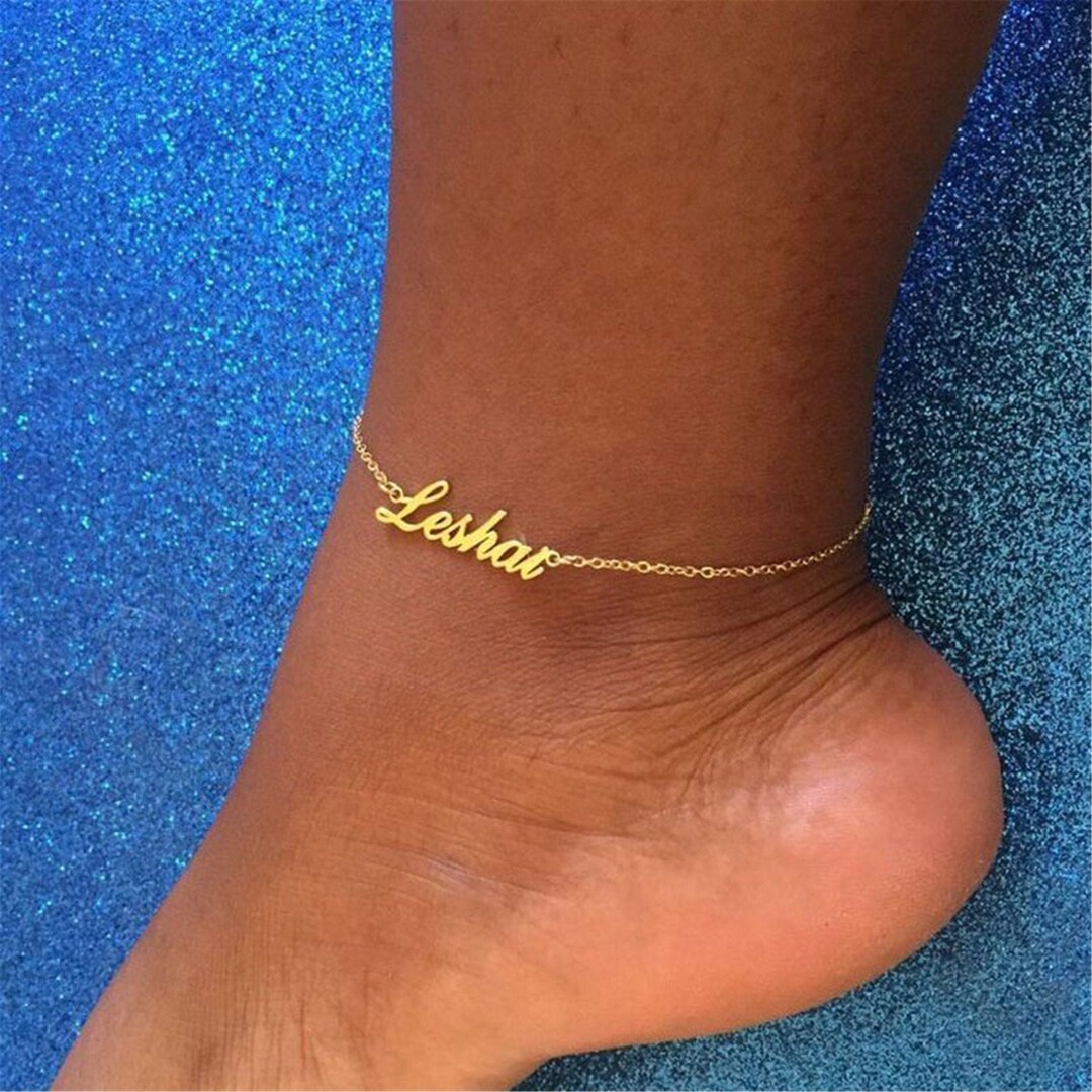 Personalized Name Anklet, Silver Anklet Name, Custom Name Anklet ...
