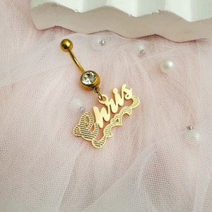 Custom Belly Button Ring, Custom Crystal Belly Rings, Name Belly Ring ...