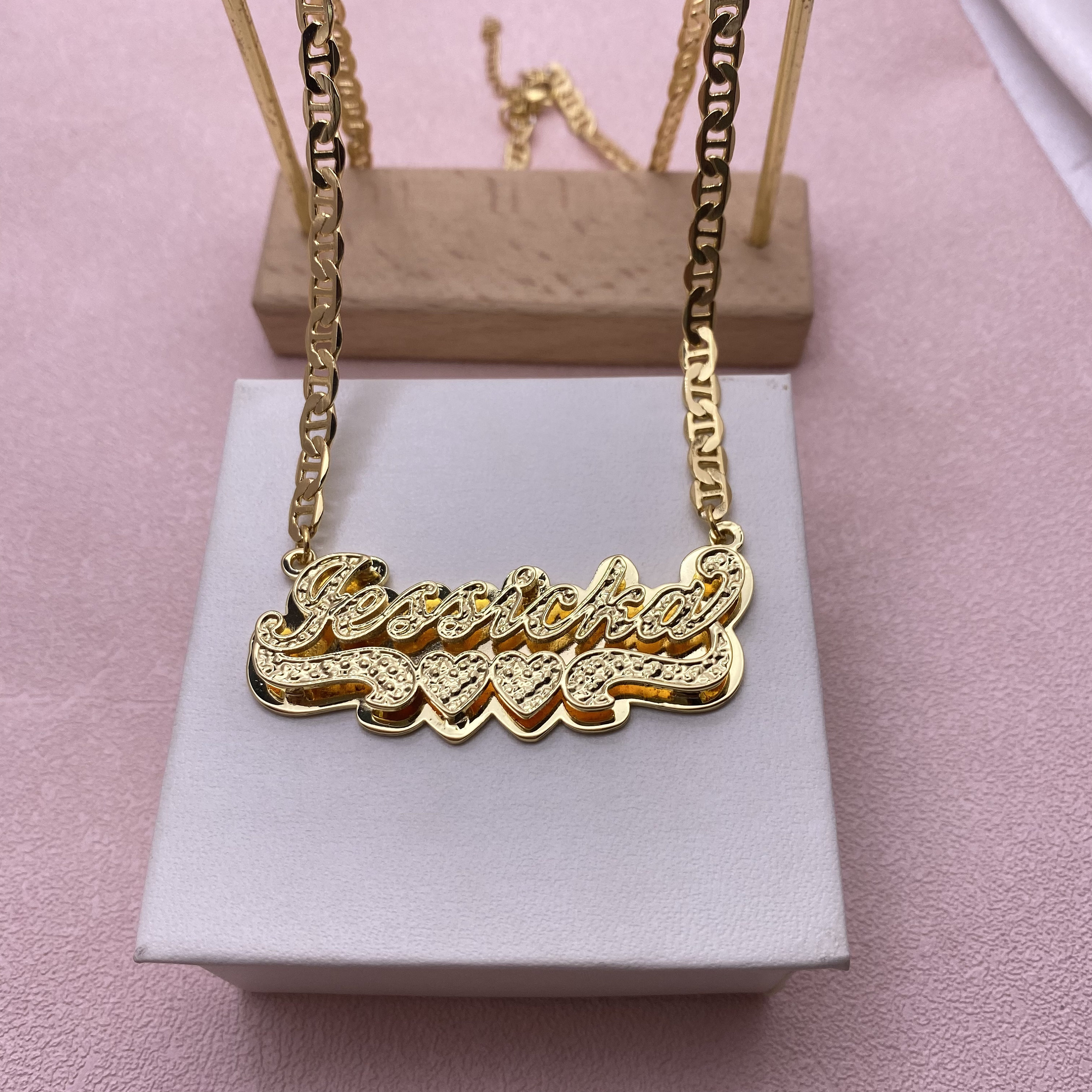 Custom 3D Name Necklace, Nameplate Necklace, Double Plated Name ...