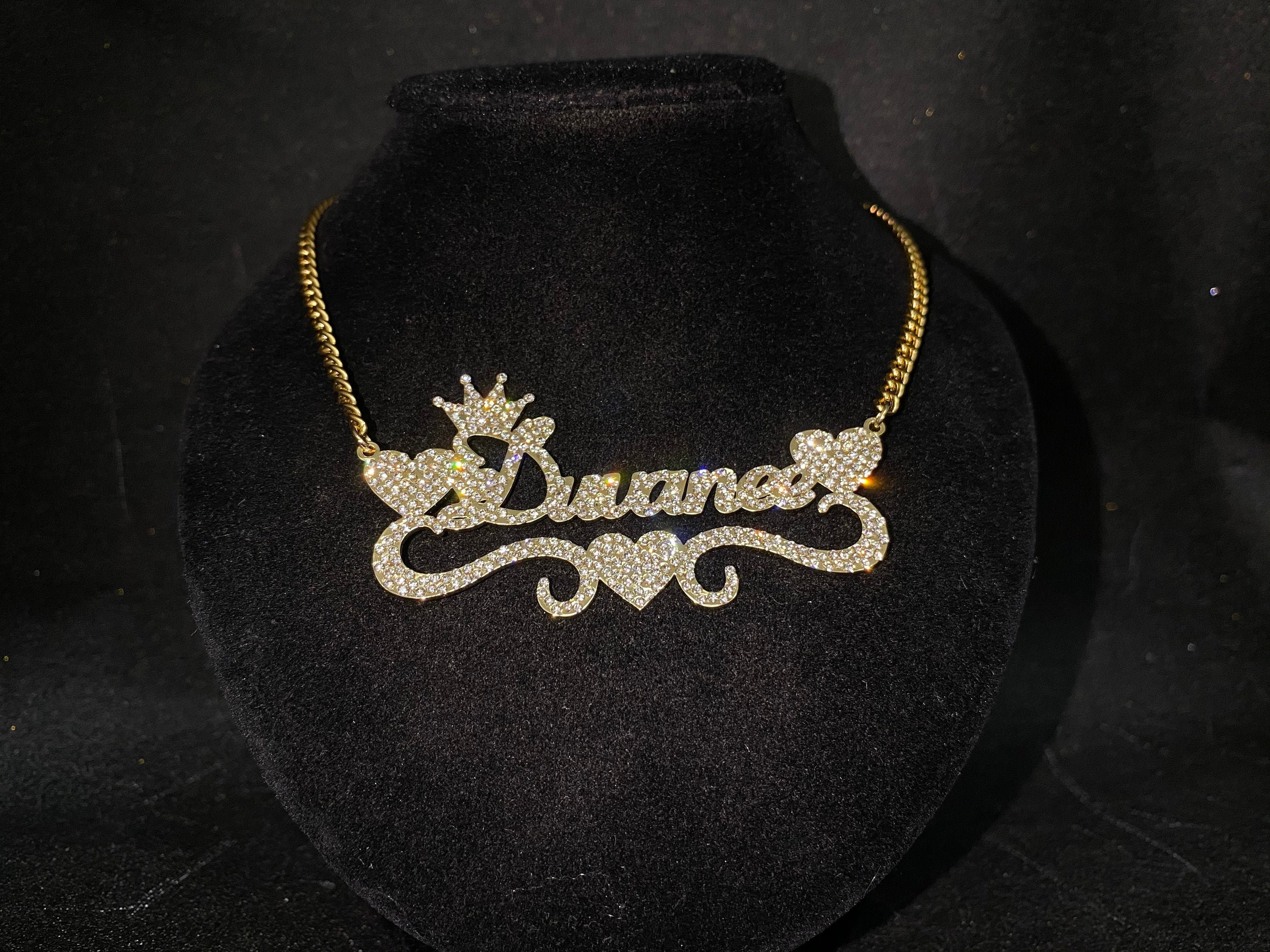 Diamond Name Necklace Custom Necklace Crystal Necklace | Etsy