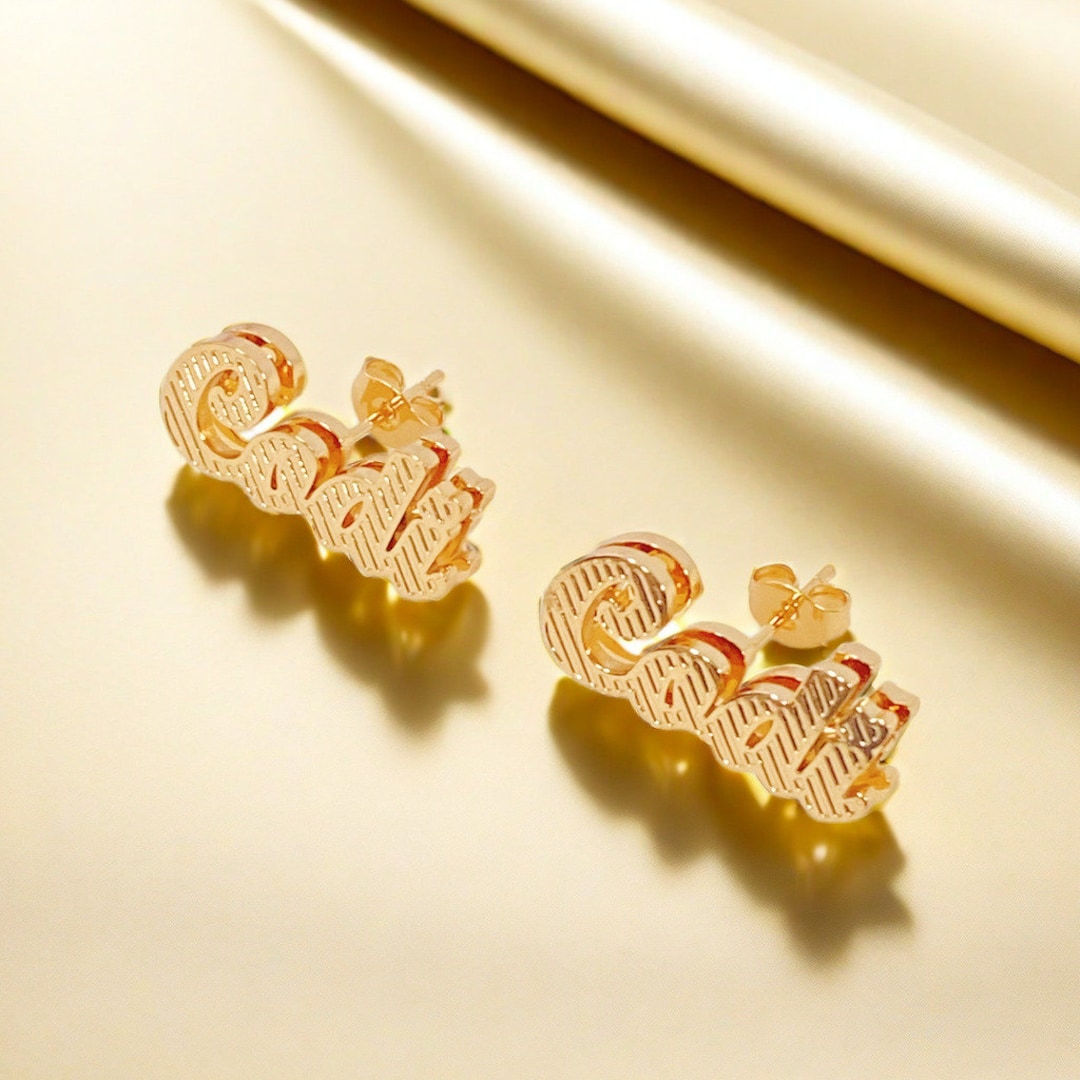 Name Stud Earrings, Personalized Name Earrings, Personalized Stud ...