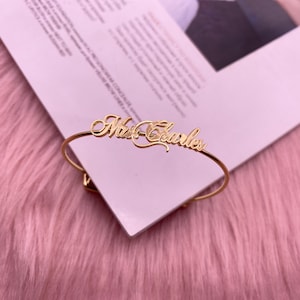 Custom Name Bangle Bracelet, Gift for Women Men Kids,nameplate Bangle ...