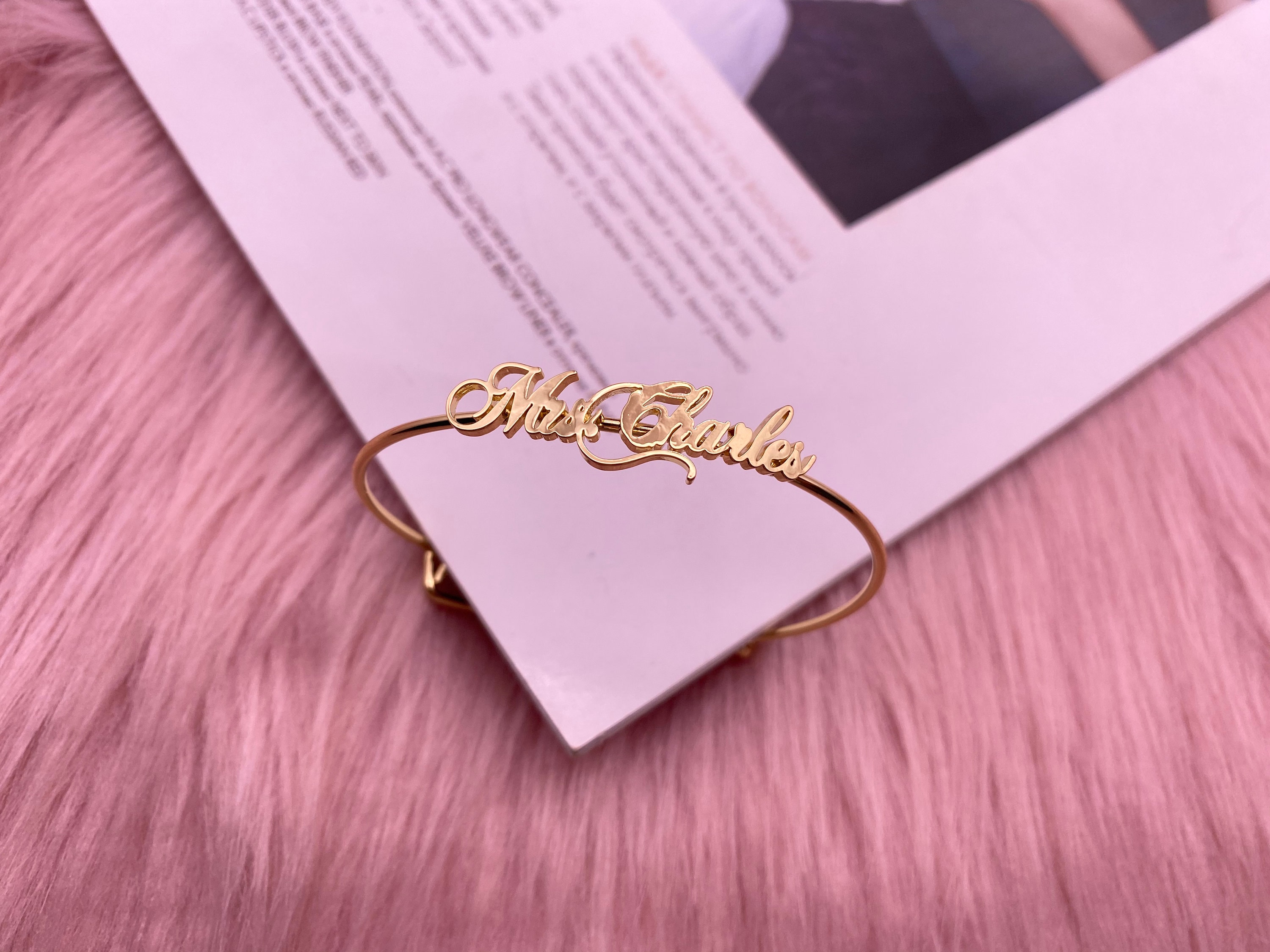 Custom Name Bangle Bracelet Gift for Women Men Kidsnameplate - Etsy