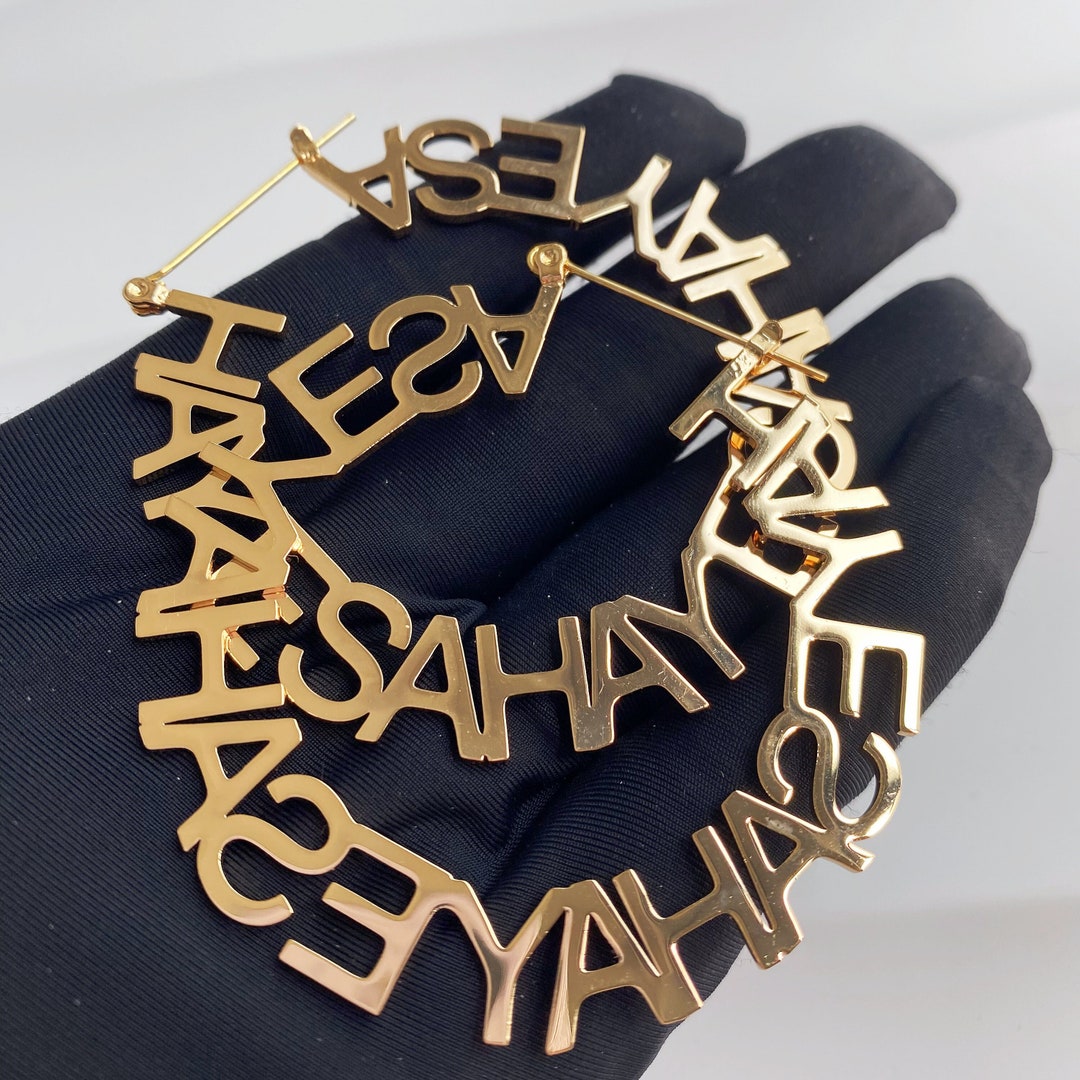 Custom Letter Hoop Earrings, Personalized Name Earrings,name Hoop ...