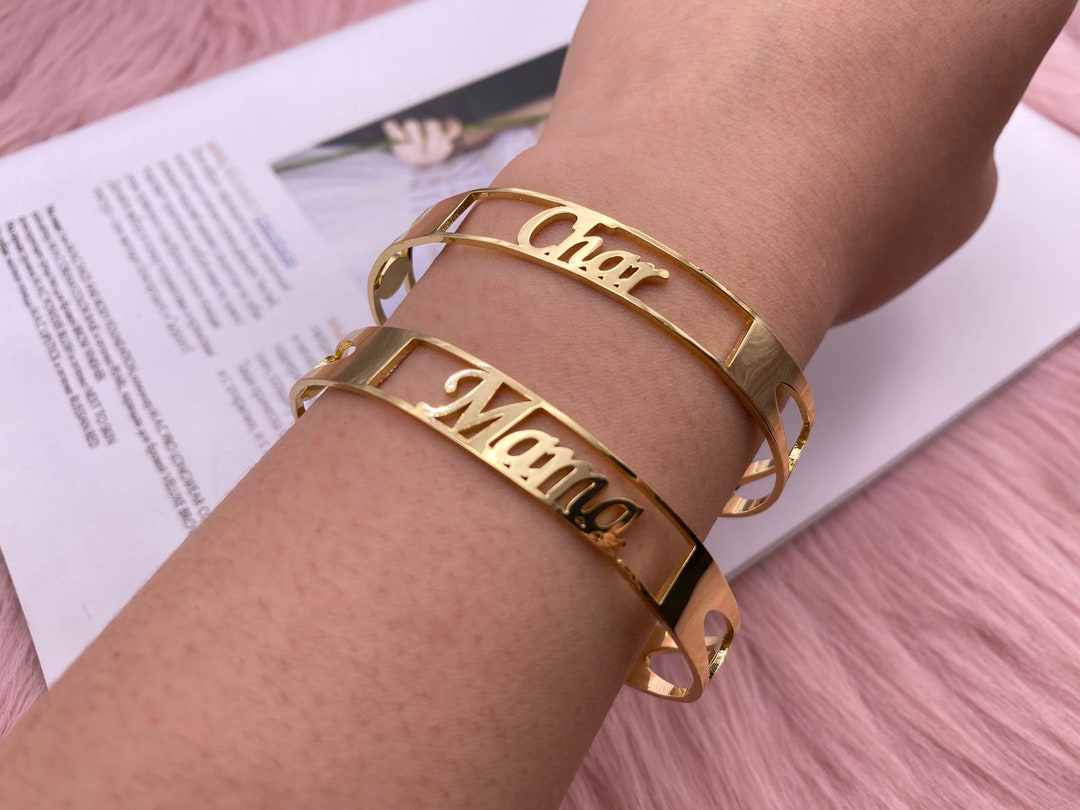 Custom Name Bangle Bracelet, Gift for Women Men Kids,nameplate Bangle ...