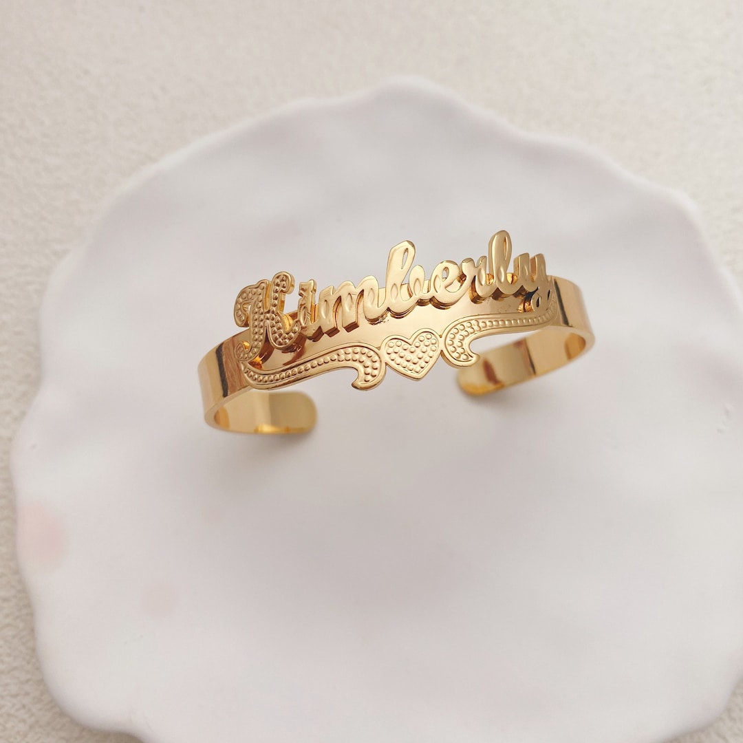 Nameplate Bangle, Custom Name Bangle, Women Bangle Jewelry, 3D Name ...