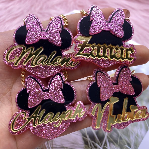 Minnie Mouse Name Necklace - Etsy