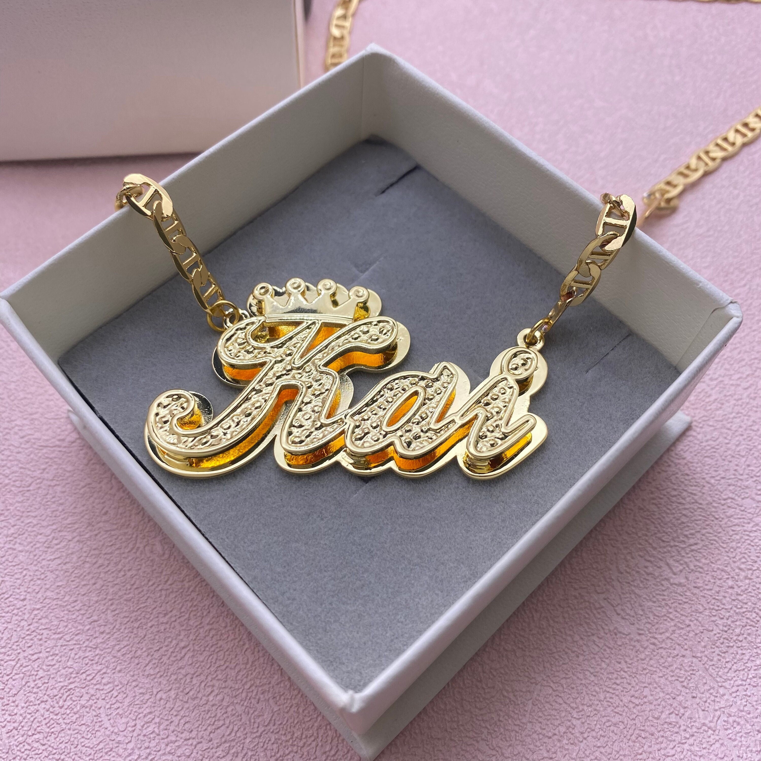 Custom 3D Name Necklace, Nameplate Necklace, Double Plated Name ...
