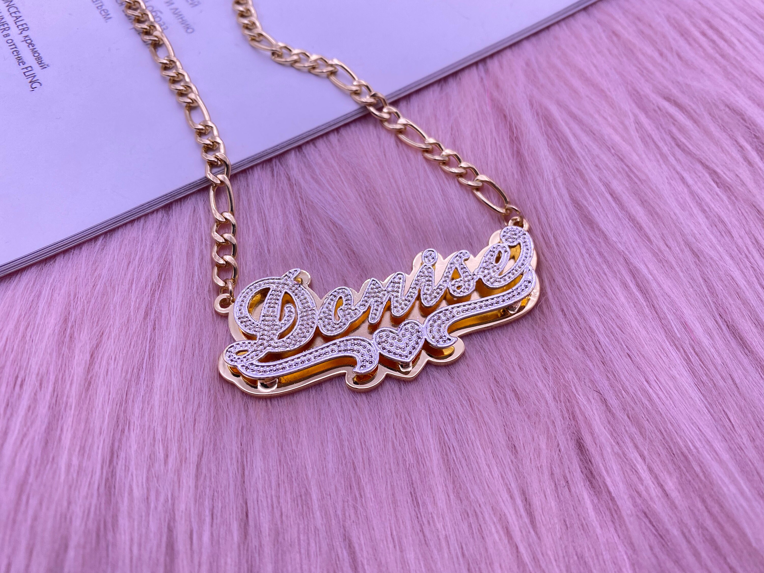 Custom Personalized Name Nameplate Necklace 18k Gold 3D - Etsy