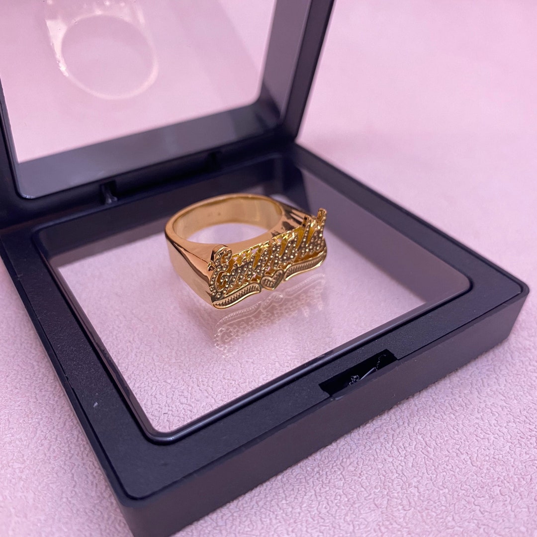 Name Plate Ring, Custom Name Ring, Gold Nameplate Ring, Personalized ...