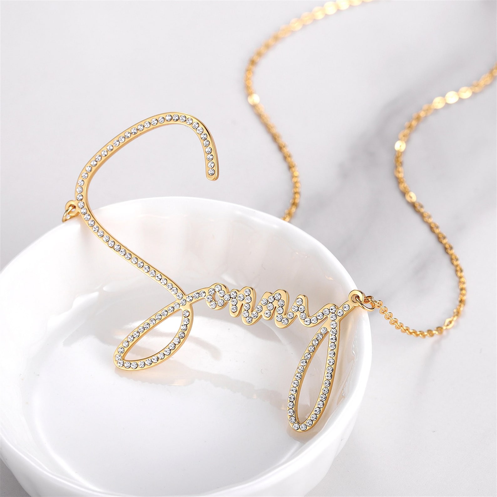 Custom Diamond Name Necklace, Handwriting Necklace, Iced Name Necklace ...