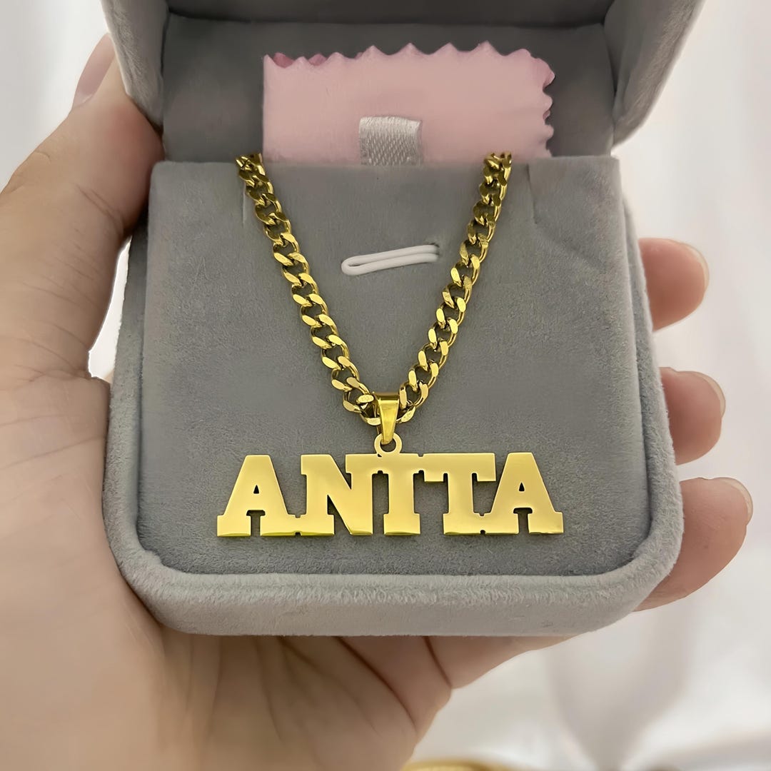 Custom Name Necklace, Men Name Necklace, Name Plate Necklace, Gold Name ...
