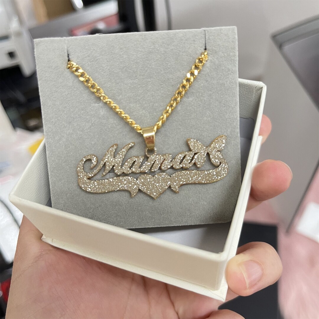 Custom Name Necklace, Bling Name Necklace, Cuban Chain Name Necklace ...