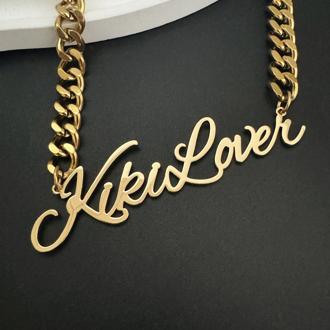 8mm Cuban Name Necklace, Custom Letter Name Necklace, Custom Big Name ...
