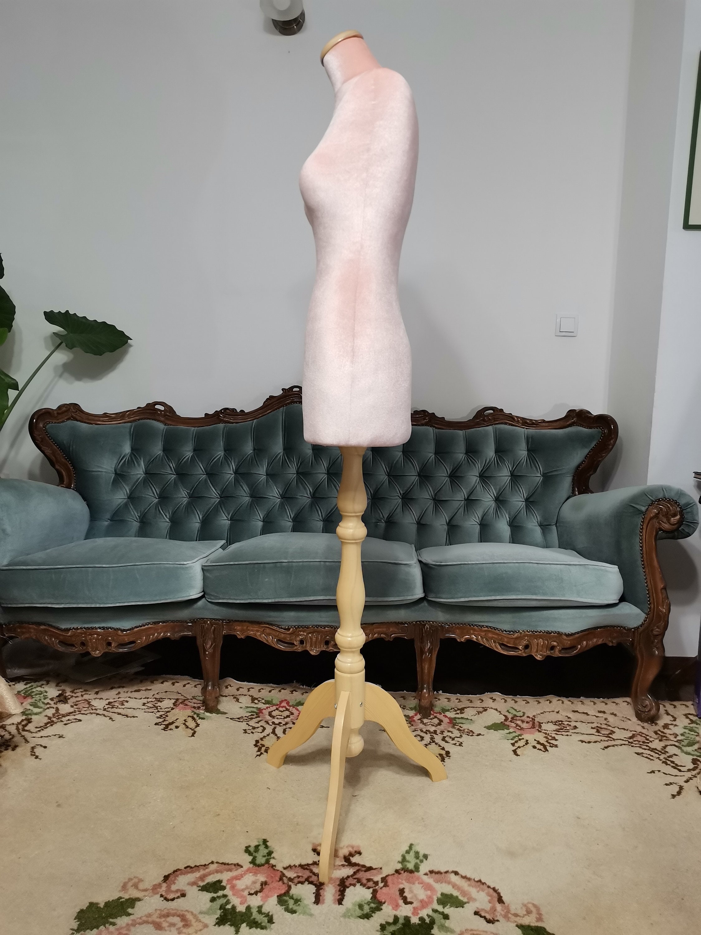 Handmade Peach Velvet Female Mannequin Torso- Paper Mache Dress Form ...