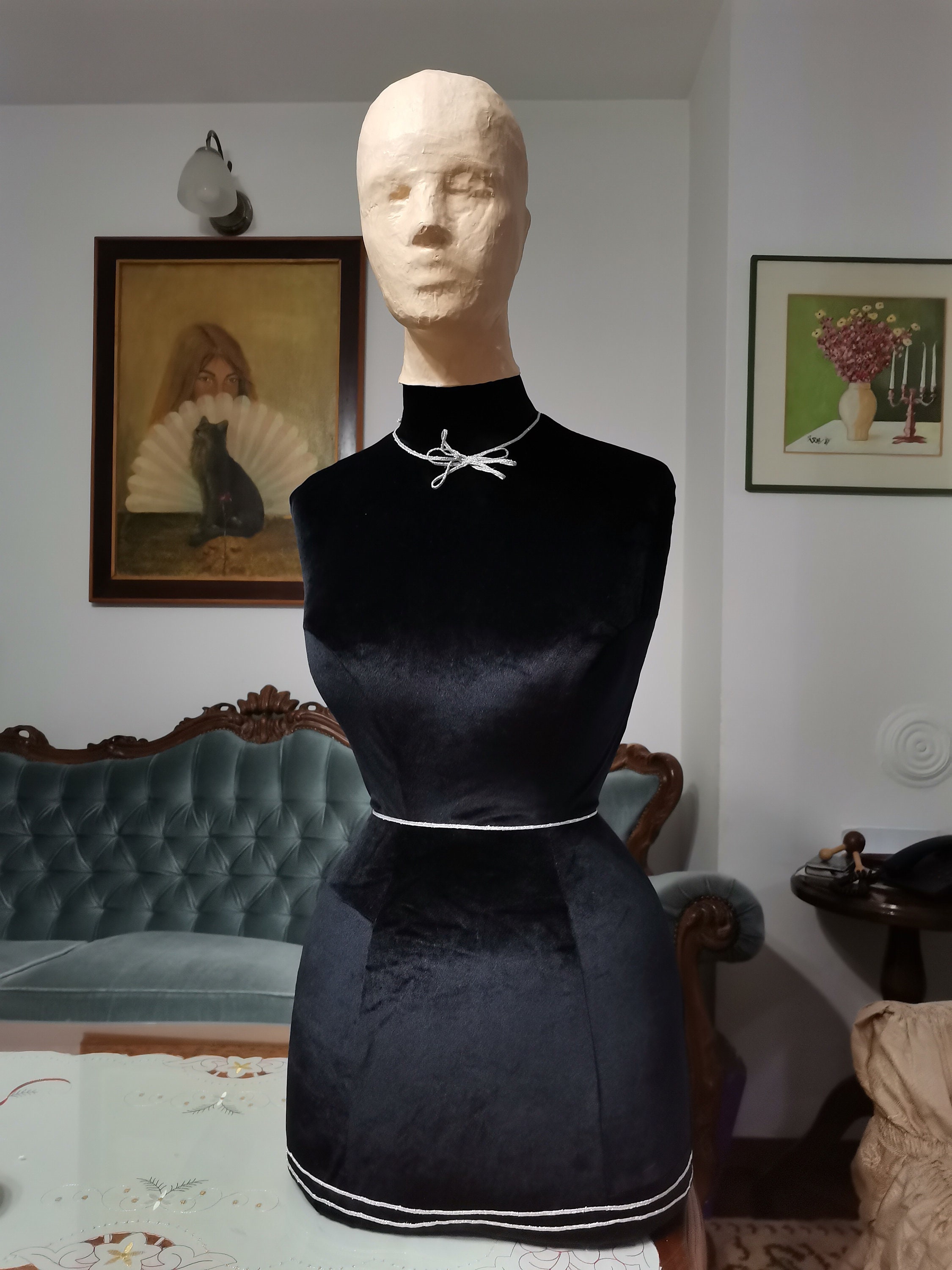 Handmade Black Velvet Female Mannequin Torso Paper Mache Dress Form ...