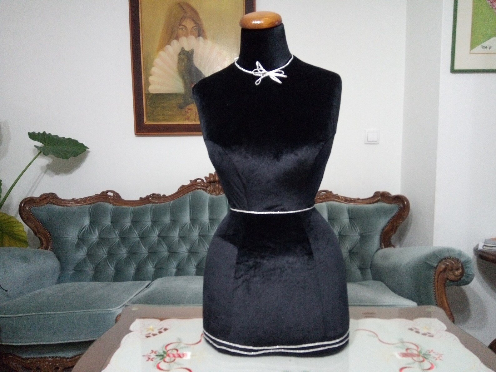 Handmade Black Velvet Female Mannequin Torso- Paper Mache Dress Form ...