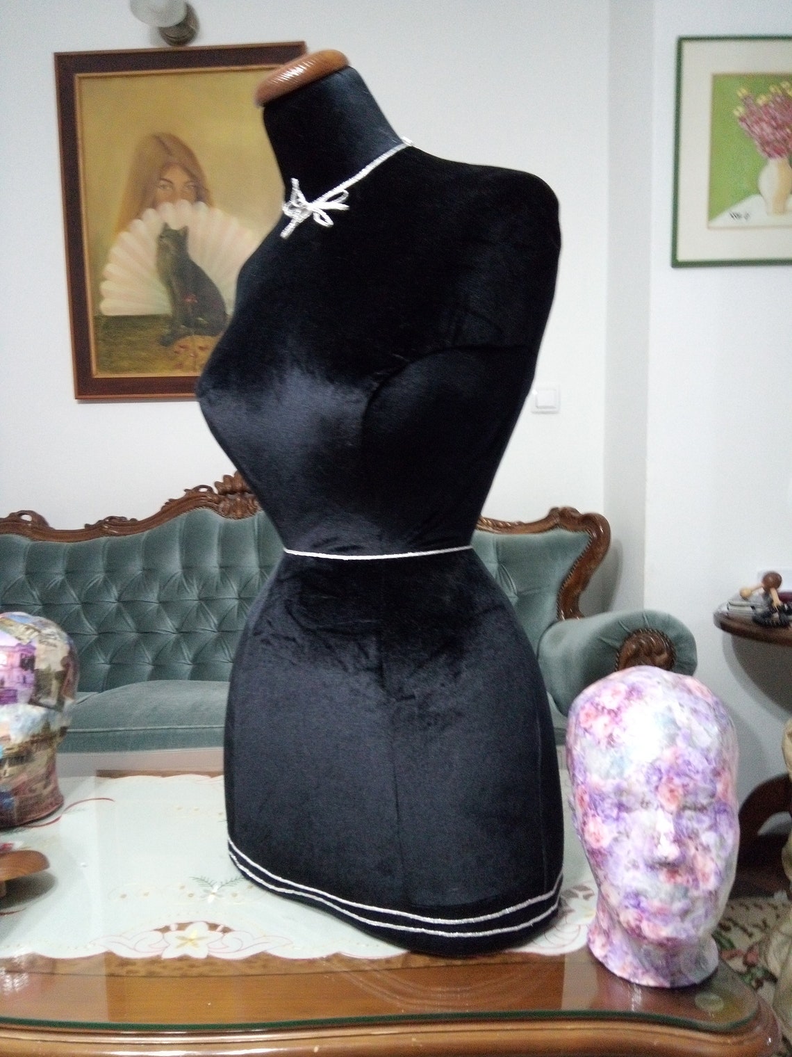 Handmade Black Velvet Female Mannequin Torso Paper Mache - Etsy